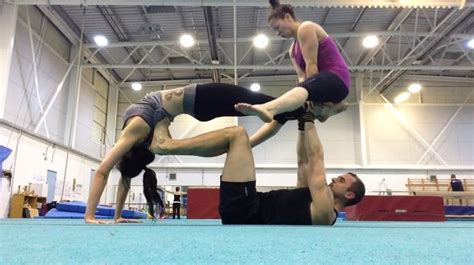 3 Person Gym Acro Fun Gymnastics Poses Acro Gymnastics Gymnastics