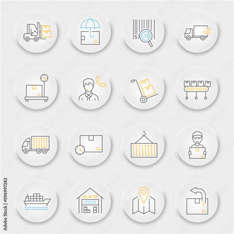 Logistics Shipping Line Icon Set Delivery Symbols Collection Vector Sketches Neumorphic Ui Ux