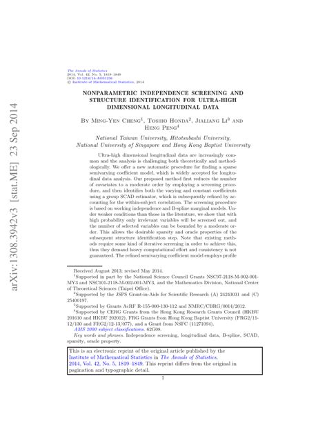 Pdf Nonparametric Independence Screening And Structure Identification For Ultra High