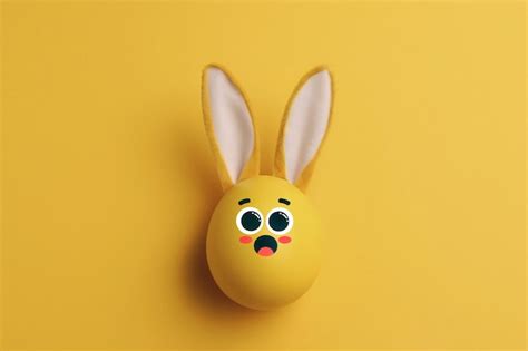 Oeuf De Pâques Mignon Avec Fond Jaune Photo Gratuite