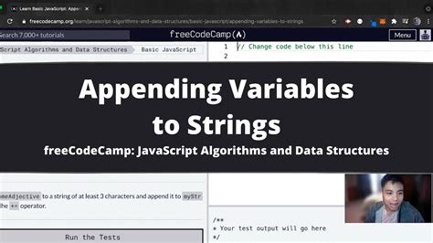 Appending Variables To Strings Basic Javascript Freecodecamp Tutorial