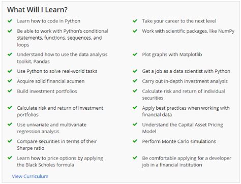 signed up for python for finance investment fundamentals and data analytics course productivity