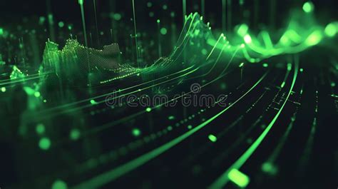 Digital Waveforms Glowing In Green Tech Inspired Audio Visualizer