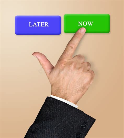 Selecting Buttons Now And Later Stock Photo Image Of Person Button