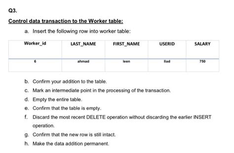 Solved Lab Exercises Q1 Create The Worker Table Based On