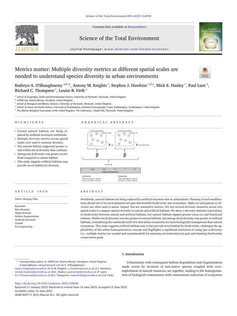 Pdf Metrics Matter Multiple Diversity Metrics At Different Spatial