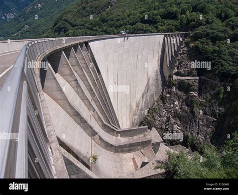 Valle Verzasca Contra Dam At Lago Di Vogorno Ticino Switzerland