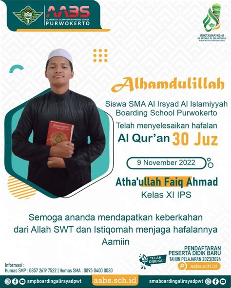 atha ullah faiq ahmad siswa sma boarding school al irsyad al islamiyyah purwokerto selesai