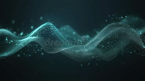 Abstract Digital Wave Pattern With Glowing Particles In A Dark Background Stock Image Image Of