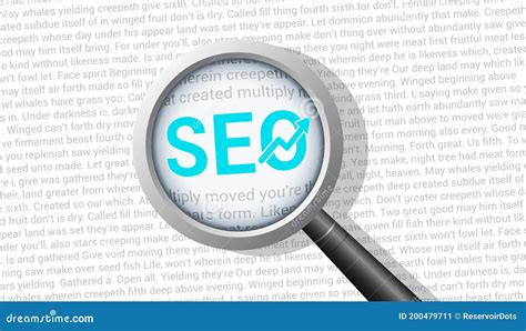 Search Engine Optimization Seo Magnifying Glass Stock Vector