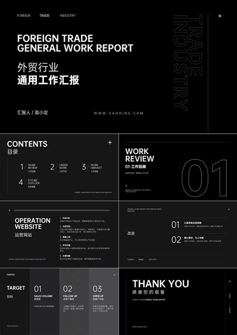 黑色简约外贸行业总结ppt