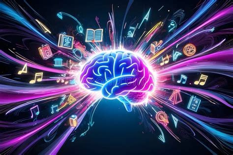 Abstract Image Of Concept Art Of A Human Brain Exploding With Knowledge And Creativity Stock