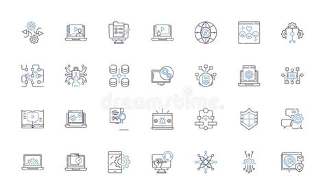 Digital Security Line Icons Collection Encryption Firewall Authentication Malware
