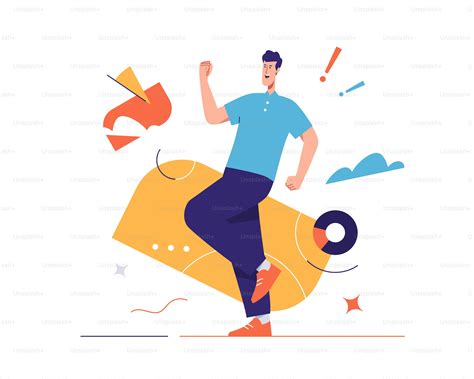 행복 한 젊은이의 벡터 일러스트 레이 션은 감정을 표현합니다 편집 가능한 획 전역 색상 견본 벡터 Unsplash의 사업 이미지