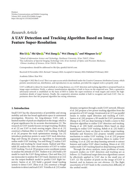 Pdf A Uav Detection And Tracking Algorithm Based On Image Feature Super Resolution