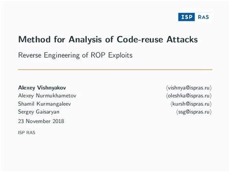 Pdf Method For Analysis Of Code Reuse Attackssystem Protection That