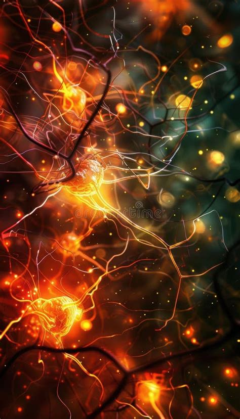 Abstract Neural Circuit Art In Warm Tones Representing Emotional Intelligence And Processing