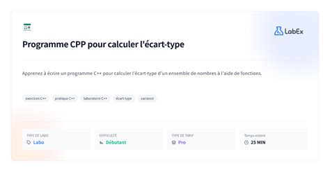 Programme Cpp Pour Calculer Lécart Type Labex