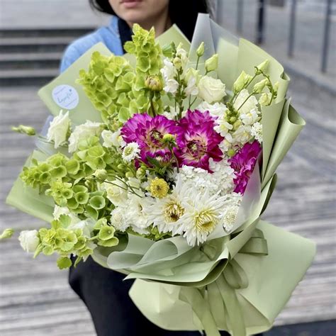 Великий літній букет з жоржинами та гортензією Доставка квітів Київ