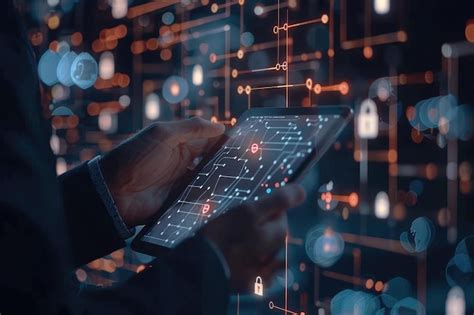 Premium Photo Businessman Securing Data On Laptop With Cybersecurity Network Technology