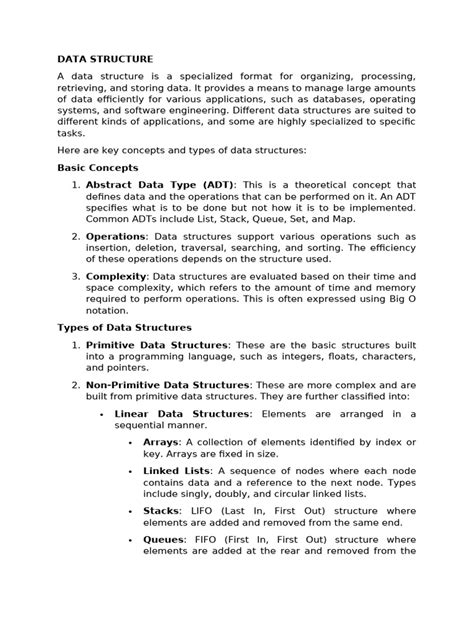 Algorithm And Data Structure Lecture 1a Pdf Data Type Data Structure