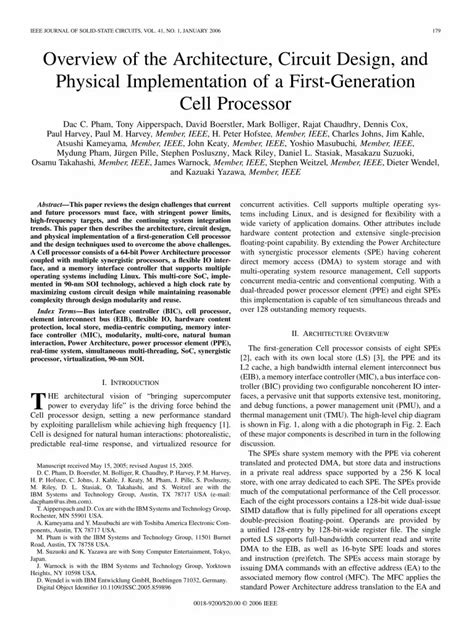 Pdf Overview Of The Architecture Circuit Design And Physical Implementation Of A First