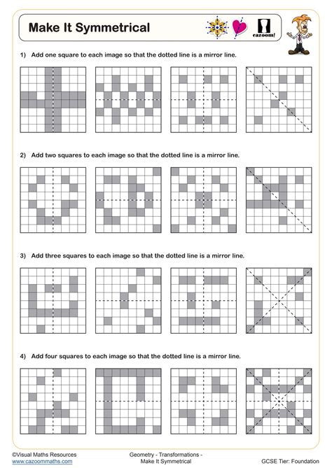 Make It Symmetrical Worksheet Fun And Engaging Year 7 And Year 8 Geometry Worksheet