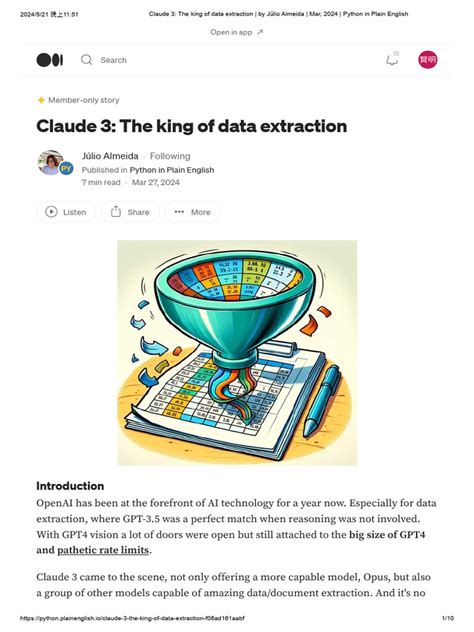 Claude 3 The King Of Data Extraction By Júlio Almeida Mar 2024 Python In Plain English