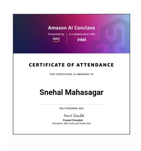 Snehal Mahasagar On Linkedin Amazonwebservices Certificateofattendance