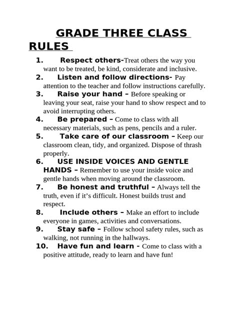 Grade Three Class Rules Pdf Grade Three Class Rules Pdf