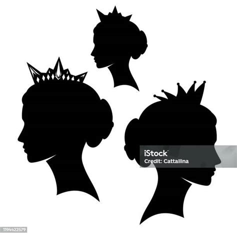 아름다운 여왕 착용 로얄 크라운 블랙 벡터 실루엣 프로필 프로필 초상화 여왕에 대한 스톡 벡터 아트 및 기타 이미지 여왕 실루엣 왕관 Istock