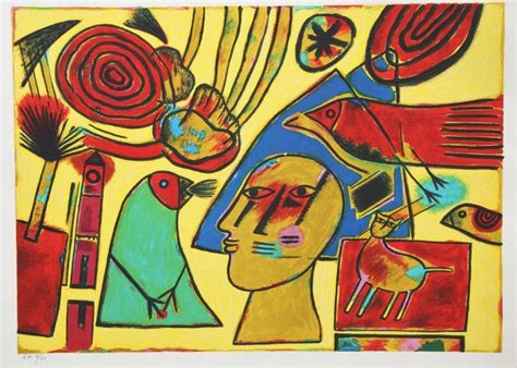 Guillaume Cornelis Van Beverloo Corneille Red Flower For Sale At