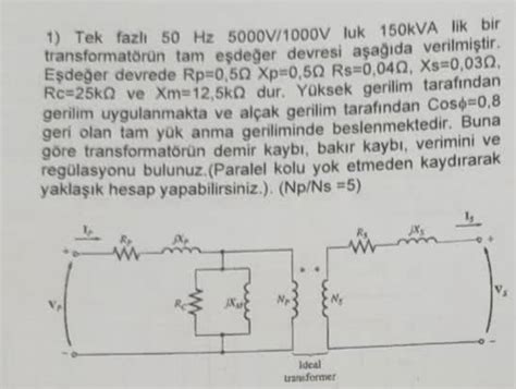 Solved The Full Equivalent Circuit Of A Single Phase 50 H