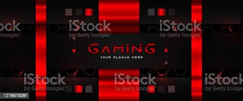 금속 기술 개념과 미래 빨간색과 검은 색 추상적 인 게임 배너 디자인 템플릿 벡터 일러스트레이션 3차원 형태에 대한 스톡 벡터