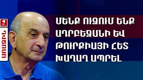 Մենք ուզում ենք Ադրբեջանի և Թուրքիայի հետ խաղաղ ապրել Youtube