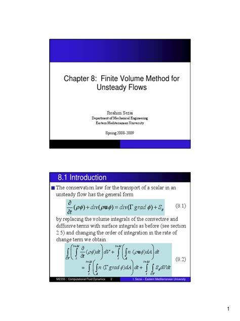 Chapter 8 Finite Volume Method For Unsteady Flows Div Div Grad S Div Div Grad S T Pdf