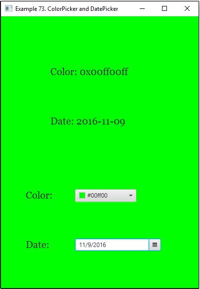 Javafx Tutorials Colorpicker And Datepicker