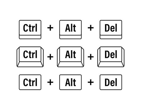 Ctrl Alt Del 바로 가기 키 키보드 키 컴퓨터 버튼 벡터 재고 일러스트 프리미엄 벡터
