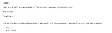 Solved 13 Q1 Predicates P And T Are Defined Below
