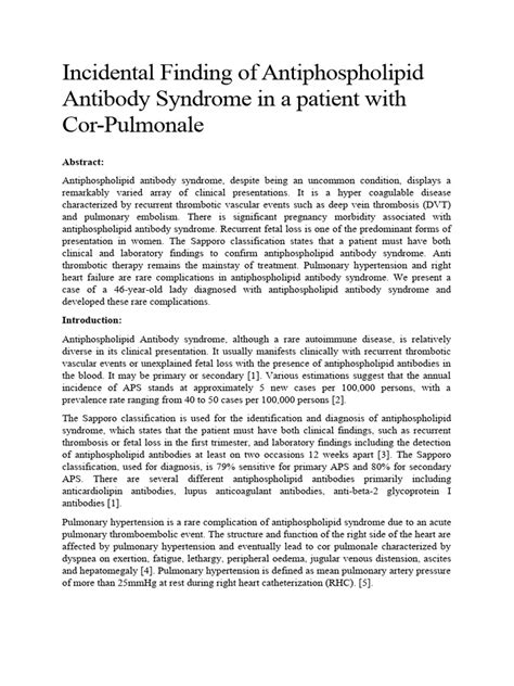 Antiphospholipid Antibody Syndrome 1 Pdf