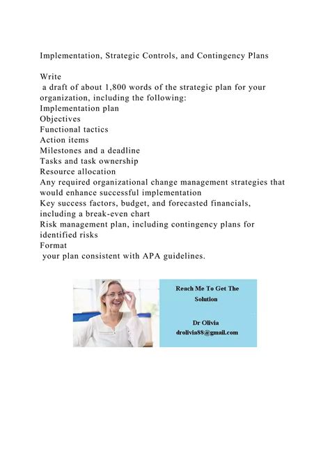 Implementation Strategic Controls And Contingency Planswritedocx