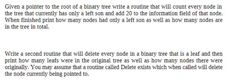 Solved Given A Pointer To The Root Of A Binary Tree Write A