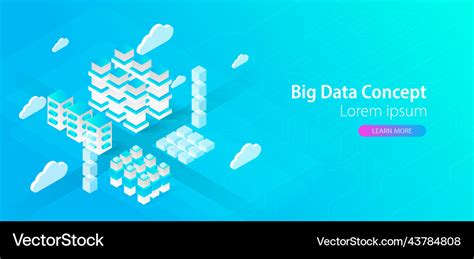 Isometric Big Data Flow Processing Concept Cloud Vector Image