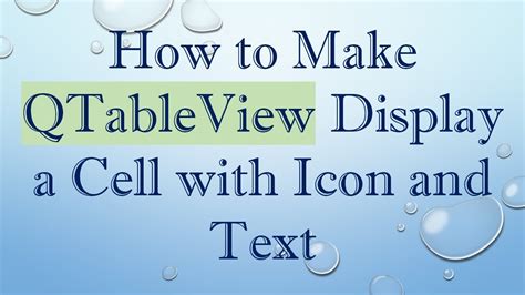 How To Make Qtableview Display A Cell With Icon And Text Youtube