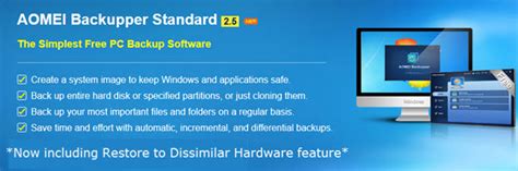 aomei backupper now includes restore to dissimilar hardware for free