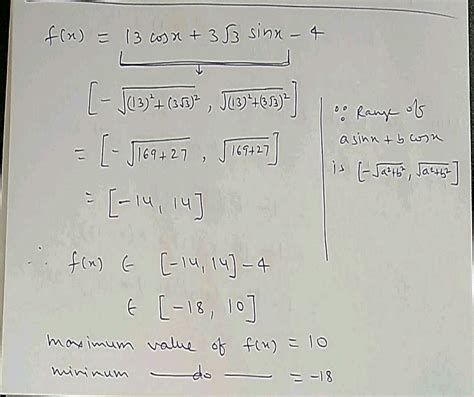 Find The Maximum And Minimum Values Of The Following Functions Over R Find The Maximum And
