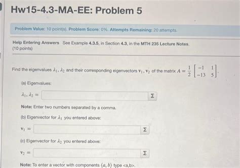 solved find the eigenvalues λ1 λ2 and their corresponding