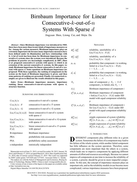 Pdf Birnbaum Importance For Linear Consecutive Out Of Systems With