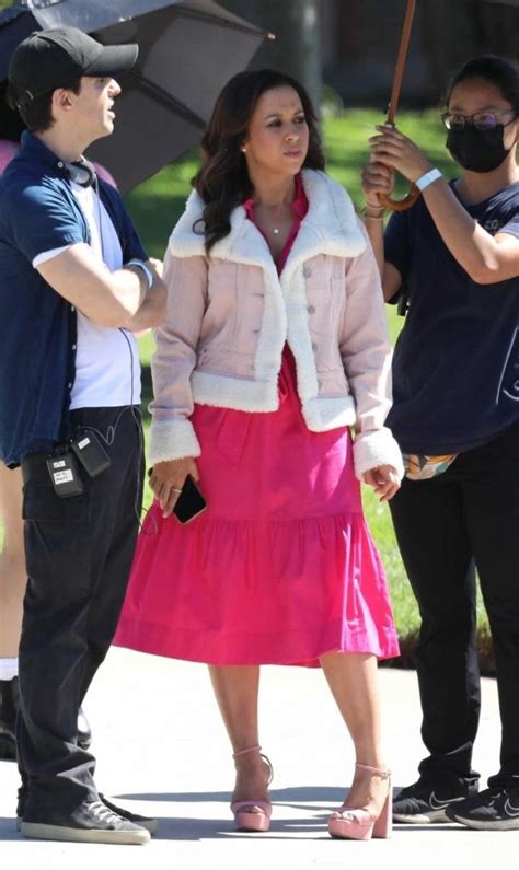 Lacey Chabert In A Pink Dress Was Seen On The Set Of The Mean Girls