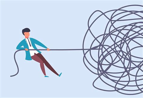 Businessman Pulls Rope Complex Problem Solving Concept Find Start At